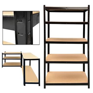 autofu garage shelving heavy duty, 5 tier adjustable storage shelves, boltless metal shelves for shed kitchen workshop, utility shelf storage rack, black 70" h x 35" w x 16" d