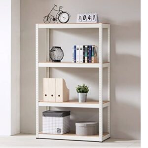 Storage Rack Shelving Unit Storage Shelf Steel Garage Utility Rack 4-Shelf Adjustable Shelves Heavy Duty Display Stand for Books, Kitchenware, Tools Bolt-Free Assembly 31.49"x 14.47"x 59" (White)