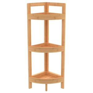 ClosetMaid Corner Shelf, 3 Tiers with Display Shelves, Floor Standing Bookshelf, Small Space Shelving Unit, Plant Stand, Bamboo Wood