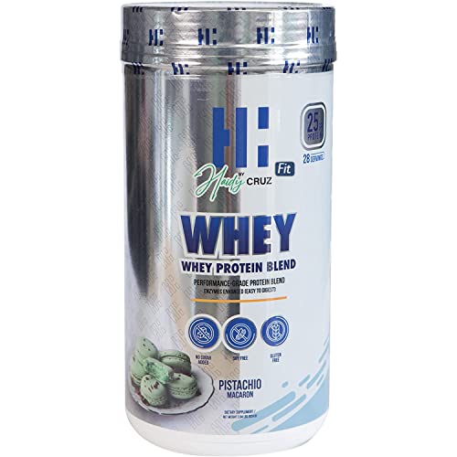 Haidy Cruz - Whey Blend Protein Blend Powder - Extra Strength Formula for Muscle Growth and Improved Strength - Gluten-Free, Soy Free 2lb, 28 Servings with 25g of Protein - Pistachio Macaroon Flavor