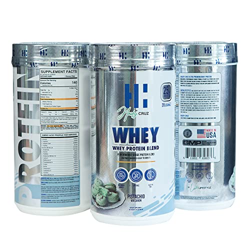 Haidy Cruz - Whey Blend Protein Blend Powder - Extra Strength Formula for Muscle Growth and Improved Strength - Gluten-Free, Soy Free 2lb, 28 Servings with 25g of Protein - Pistachio Macaroon Flavor