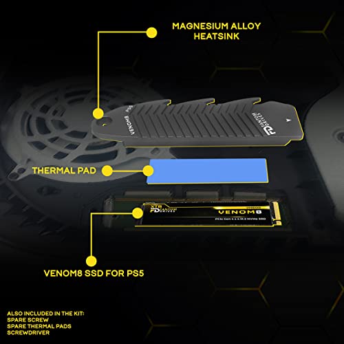 Fantom Drives - VENOM8 2TB NVMe Gen 4 M.2 Internal SSD - PS5 Memory Upgrade 3D NAND TLC 7400MB/s Solid State Drive w/ Heatsink (VM8X20-PS5)