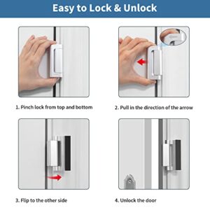 Yomisga Home Security Door Lock Reinforcement Safety Latch Extra Front Doors Security Devices Withstand 800 lbs, Anti Door Kick in Security Protector for Door Inside, Child Proof Aluminum Door Locks