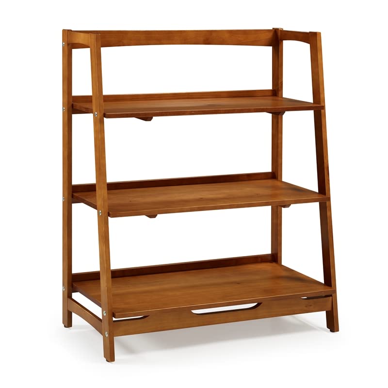 Mid Century Solid Wood Open Shelving Unit - Castanho Finish