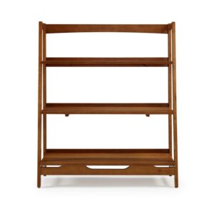 Mid Century Solid Wood Open Shelving Unit - Castanho Finish