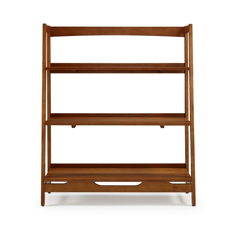 Mid Century Solid Wood Open Shelving Unit - Castanho Finish