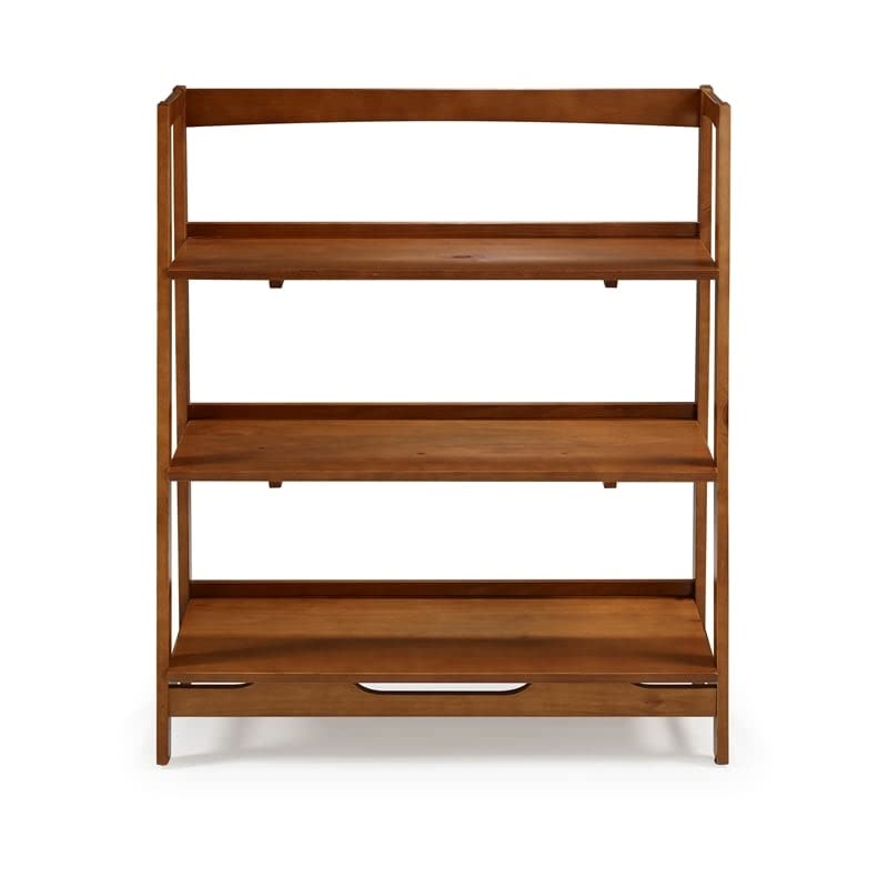 Mid Century Solid Wood Open Shelving Unit - Castanho Finish