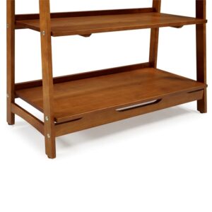 Mid Century Solid Wood Open Shelving Unit - Castanho Finish