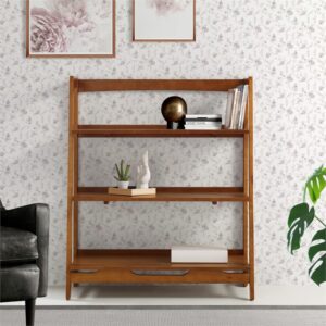 Mid Century Solid Wood Open Shelving Unit - Castanho Finish