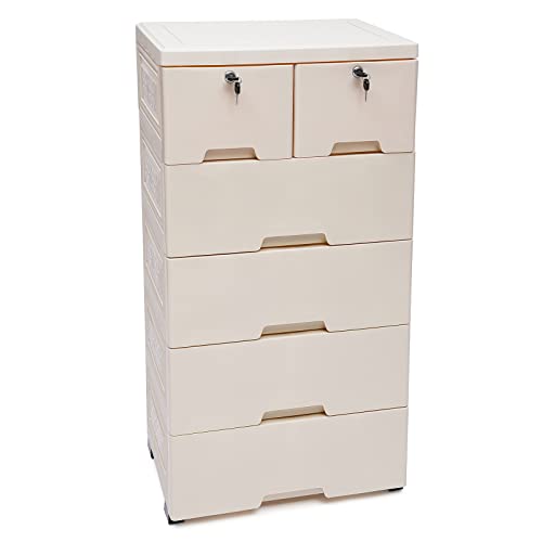 ZHFEISY Drawer Cabinet Plastic 6 Drawers Dresser Closet Organizer with Wheels Rolling Storage Dresser Cabinet 66lbs Load-Bearing Capacity for Clothes Playroom Bedroom