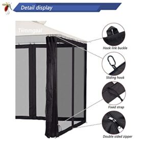 Mosquito Netting for Gazebo Canopy, Replacement Screen Walls Netting with Slip Rings, 4-Door Zipper, Easy to Install Black (Net Only) (10x10FT)