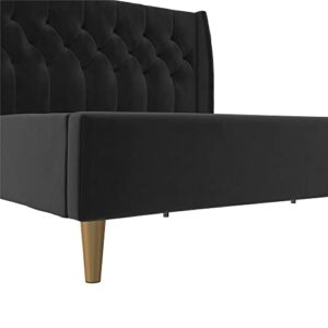 Novogratz The Her Majesty Upholstered Bed, King, Black Velvet