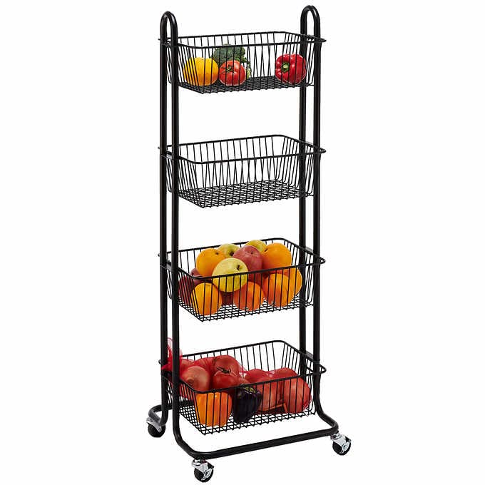 4 Tier Basket Shelf with Wheels