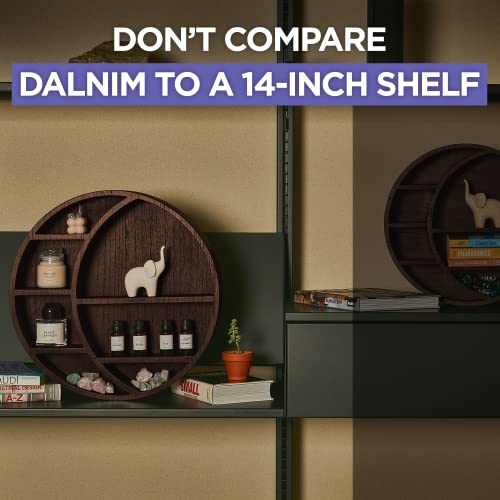 DalNim Extra-Large 18-inch – Premium Moon Shelf – Brown Shelves for Wall Decor – Wooden Display Shelves with 2 Secure Hooks – Healing Crystal and Stone Shelf for Living Room, Meditation Room, Nursery