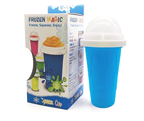 Slushy Cup, Smoothies Cup, Slushie Cup, Homemade Milk Shake Maker Frozen Magic DIY (Blue)