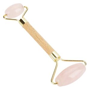 Natural Double Head Rose Quartz Beauty Slimming Natural Jade Facial Roller Face Neck Massage Tool(#02)