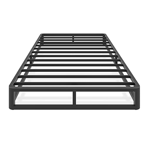 Firpeesy 6 Inch Twin Bed Frame with Round Corner Edges, Low Profile Twin Metal Platform Bed Frame with Steel Slat Support, No Box Spring Needed/Easy Assembly/Noise Free Mattress Foundation