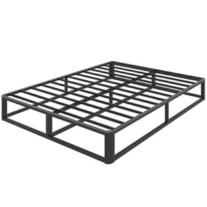 firpeesy 10 inch queen bed frame with round corner edges, low profile queen metal platform bed frame with steel slat support, no box spring needed/easy assembly/noise free mattress foundation