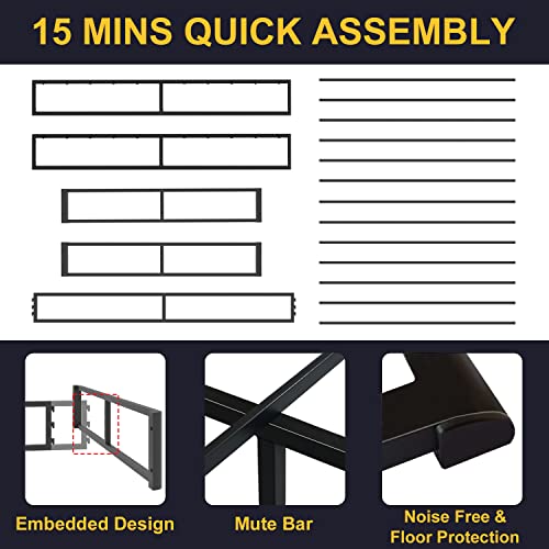 Firpeesy 10 Inch Queen Bed Frame with Round Corner Edges, Low Profile Queen Metal Platform Bed Frame with Steel Slat Support, No Box Spring Needed/Easy Assembly/Noise Free Mattress Foundation