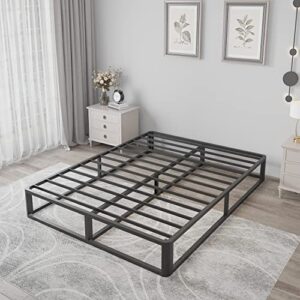 Firpeesy 10 Inch Queen Bed Frame with Round Corner Edges, Low Profile Queen Metal Platform Bed Frame with Steel Slat Support, No Box Spring Needed/Easy Assembly/Noise Free Mattress Foundation