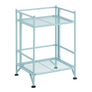 convenience concepts xtra storage 2 tier folding metal shelf, sea foam