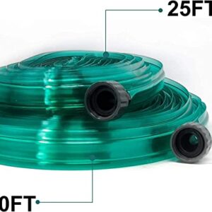 FangFarm 1/2" PVC Flat Soaker Hose, Drip Hose, Heavy Duty Double Layer Sprinkler Hose, Saves 70% Water, For Garden Lawn Irritation (50FT, Green)