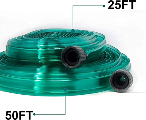 FangFarm 1/2" PVC Flat Soaker Hose, Drip Hose, Heavy Duty Double Layer Sprinkler Hose, Saves 70% Water, For Garden Lawn Irritation (50FT, Green)