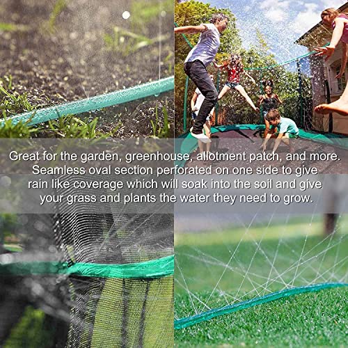 FangFarm 1/2" PVC Flat Soaker Hose, Drip Hose, Heavy Duty Double Layer Sprinkler Hose, Saves 70% Water, For Garden Lawn Irritation (50FT, Green)