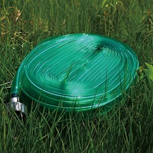 FangFarm 1/2" PVC Flat Soaker Hose, Drip Hose, Heavy Duty Double Layer Sprinkler Hose, Saves 70% Water, For Garden Lawn Irritation (50FT, Green)