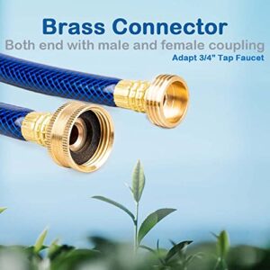 FangFarm ½" Outdoor Garden Hose with Shut-off Valve for Lawns, Flexible Water Hose, Durable and Leakproof, Solid Brass GHT Connector (5FT, Blue)