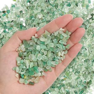 t4u crystal chips stone crushed quartz jade pebbles 1lb - fluorite tumbled gravel small decorative pebbles bulk, mini polished rocks sand pieces for crafts, vases filler, plants, aquarium gravel rocks