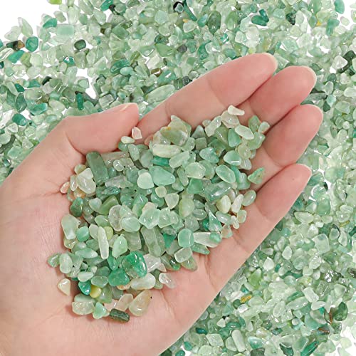 T4U Crystal Chips Stone Crushed Quartz Jade Pebbles 1LB - Fluorite Tumbled Gravel Small Decorative Pebbles Bulk, Mini Polished Rocks Sand Pieces for Crafts, Vases Filler, Plants, Aquarium Gravel Rocks