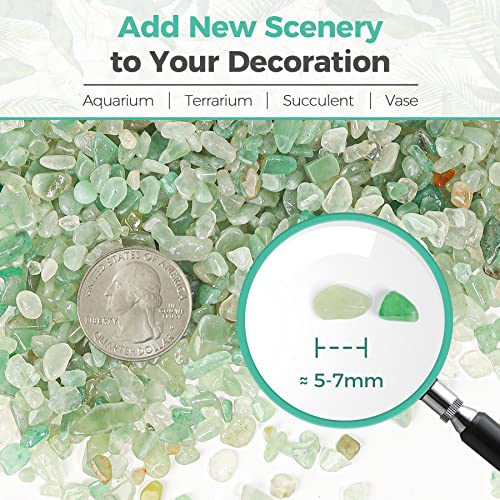 T4U Crystal Chips Stone Crushed Quartz Jade Pebbles 1LB - Fluorite Tumbled Gravel Small Decorative Pebbles Bulk, Mini Polished Rocks Sand Pieces for Crafts, Vases Filler, Plants, Aquarium Gravel Rocks