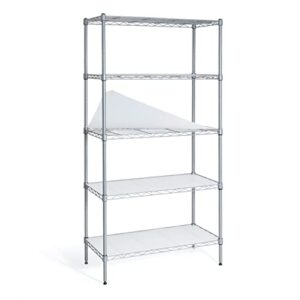 caphaus nsf silver grey adjustable wire shelving unit w/liner, metal steel storage shelves, utility shelf, garage shelving storage organizer, kitchen storage shelving, w/liner, 5-tier no wheel