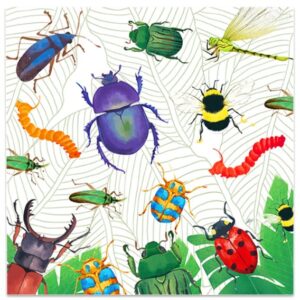 CC HOME Insect Party Themed Party Supplies Pack Insect Party Decorations Party Pack - Serves 16 - Includes Insect Party Plates Cups Napkins