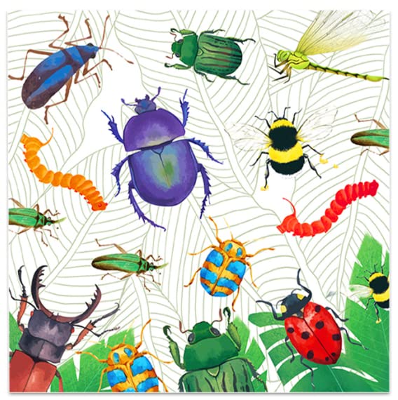 CC HOME Insect Party Themed Party Supplies Pack Insect Party Decorations Party Pack - Serves 16 - Includes Insect Party Plates Cups Napkins