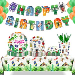 CC HOME Insect Party Themed Party Supplies Pack Insect Party Decorations Party Pack - Serves 16 - Includes Insect Party Plates Cups Napkins