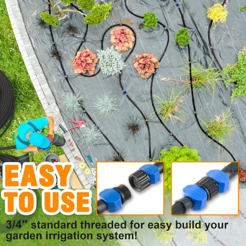 LAVEVE Soaker Hoses for Garden 100 FT (50 FT x 2Pack), Heavy Duty Drip Irrigation Hose Save 80% Water, Leakproof Double Layer Sprinkler Hose Black Water Hose for Watering System Garden Beds Vegetable