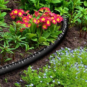 LAVEVE Soaker Hoses for Garden 100 FT (50 FT x 2Pack), Heavy Duty Drip Irrigation Hose Save 80% Water, Leakproof Double Layer Sprinkler Hose Black Water Hose for Watering System Garden Beds Vegetable