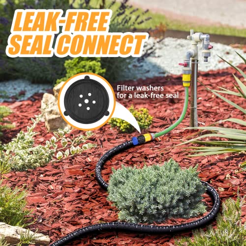 LAVEVE Soaker Hoses for Garden 100 FT (50 FT x 2Pack), Heavy Duty Drip Irrigation Hose Save 80% Water, Leakproof Double Layer Sprinkler Hose Black Water Hose for Watering System Garden Beds Vegetable