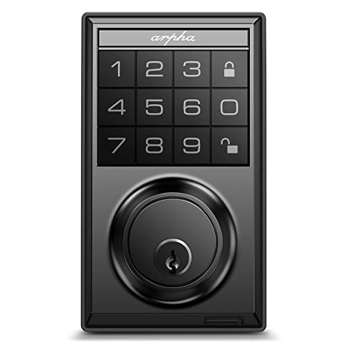 ARPHA Electronic Keypad Deadbolt, Keyless Entry Door Lock with Keypads, Deadbolt Smart Lock, Large Button, Auto Lock, Easy Installation, Black