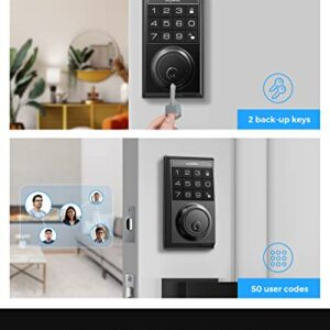 ARPHA Electronic Keypad Deadbolt, Keyless Entry Door Lock with Keypads, Deadbolt Smart Lock, Large Button, Auto Lock, Easy Installation, Black