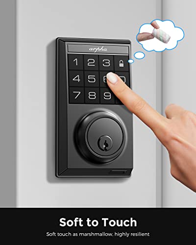 ARPHA Electronic Keypad Deadbolt, Keyless Entry Door Lock with Keypads, Deadbolt Smart Lock, Large Button, Auto Lock, Easy Installation, Black