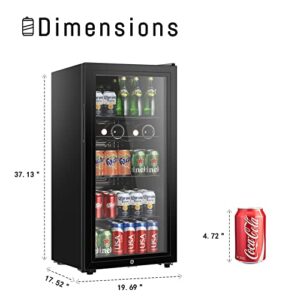 HAILANG 4.5 cu.ft Beverage Refrigerator Cooler, Mini Fridge with Glass Door for Beer Soda or Wine, Perfect for Home,Bar, Office