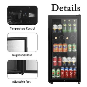 HAILANG 4.5 cu.ft Beverage Refrigerator Cooler, Mini Fridge with Glass Door for Beer Soda or Wine, Perfect for Home,Bar, Office