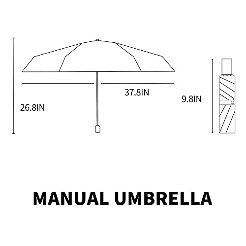 GENMAI SOEASY Travel Umbrella Windproof Folding Umbrella for Rain,Compact Umbrella for Car,Lightweight UV Protection Sun Umbrella for Men and Women,Portable Umbrella White