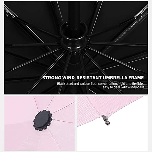 GENMAI SOEASY Travel Umbrella Windproof Folding Umbrella for Rain,Compact Umbrella for Car,Lightweight UV Protection Sun Umbrella for Men and Women,Portable Umbrella White