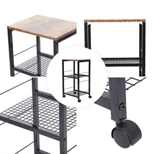 Zhanyun 3 Tier Rolling Cart, Kitchen Storage Shelves,with Storage and Steel Frame, Multifunctional Utility Cart for Kitchen, Bathroom, Living Room, Bar, Office (3 Tie)