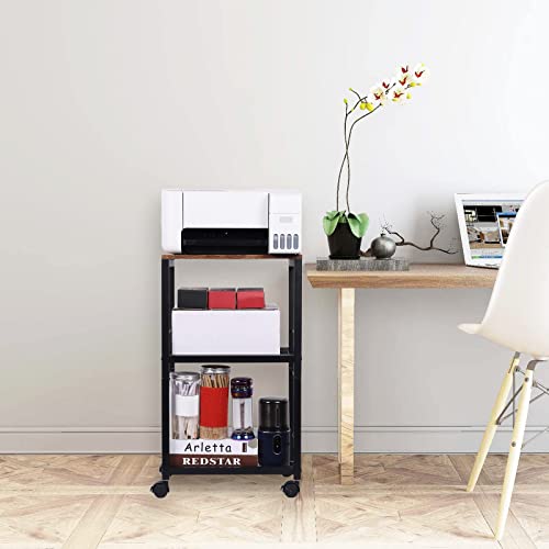 Zhanyun 3 Tier Rolling Cart, Kitchen Storage Shelves,with Storage and Steel Frame, Multifunctional Utility Cart for Kitchen, Bathroom, Living Room, Bar, Office (3 Tie)