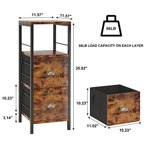 Homeiju 4 Tier Small Dresser for Bedroom with 2 Removable Drawers, Wood Small Drawers for Bedroom Entryway Hallway(Rustic Black and Brown)